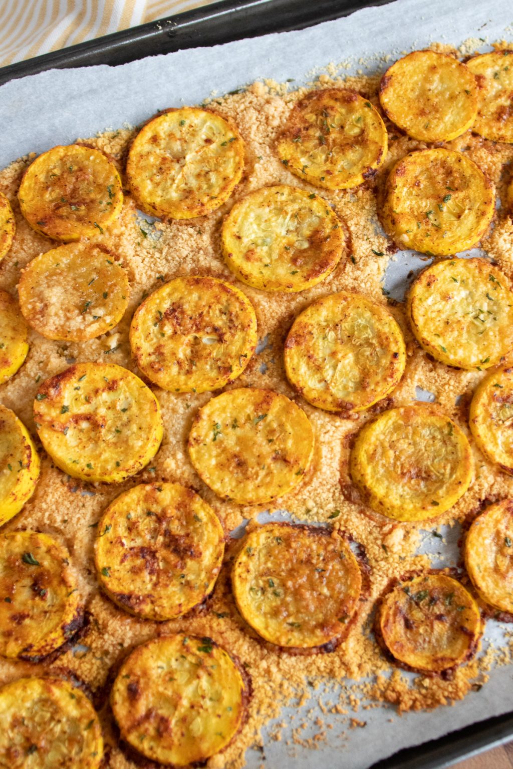 Crispy Parmesan Crusted Yellow Squash - Natasha's Southern Flavor